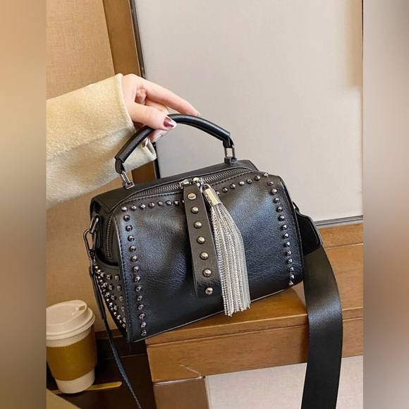 Bags | New Tassel And Studded Bucket Handbag | Poshmark